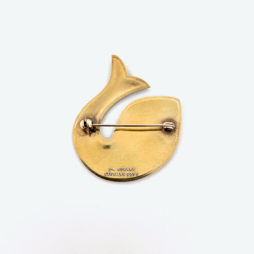 David-Andersen vintage silver enamel Modernist fish brooch ~ blue ...