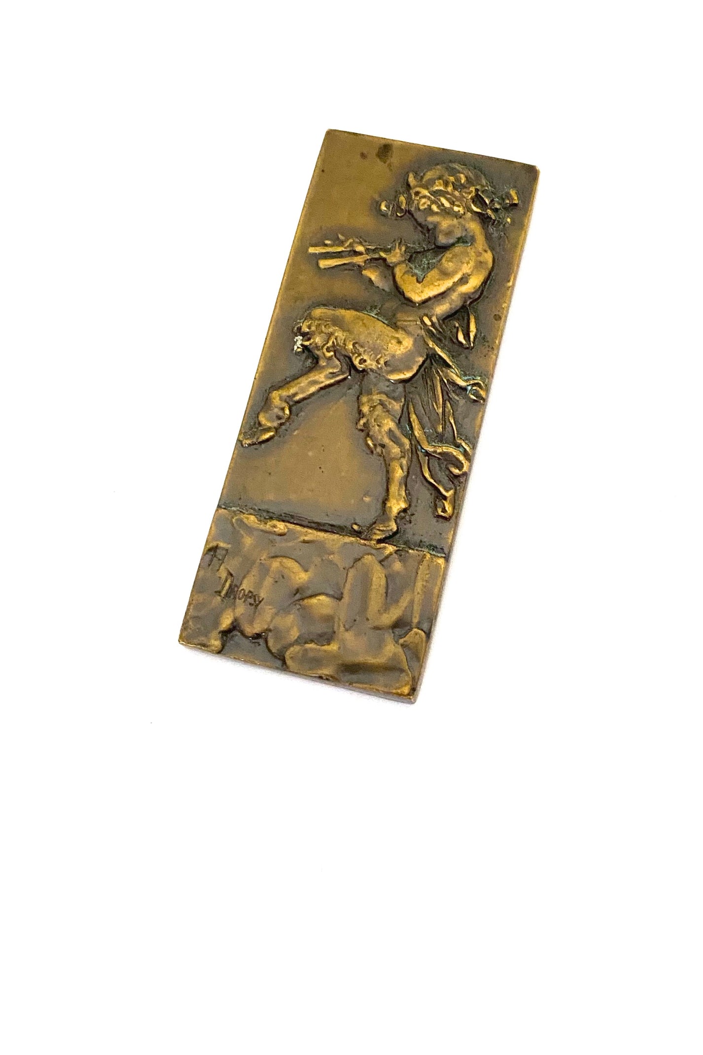Henri Dropsy France bronze plaque of Pan – Samantha Howard Vintage