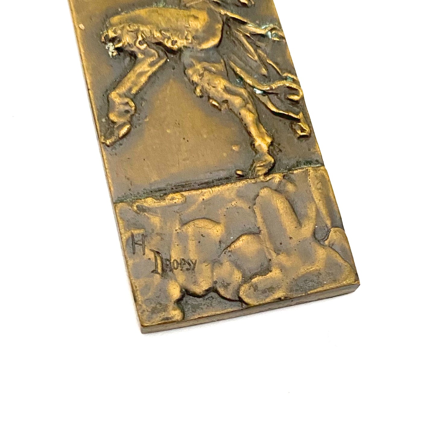 Henri Dropsy France bronze plaque of Pan – Samantha Howard Vintage