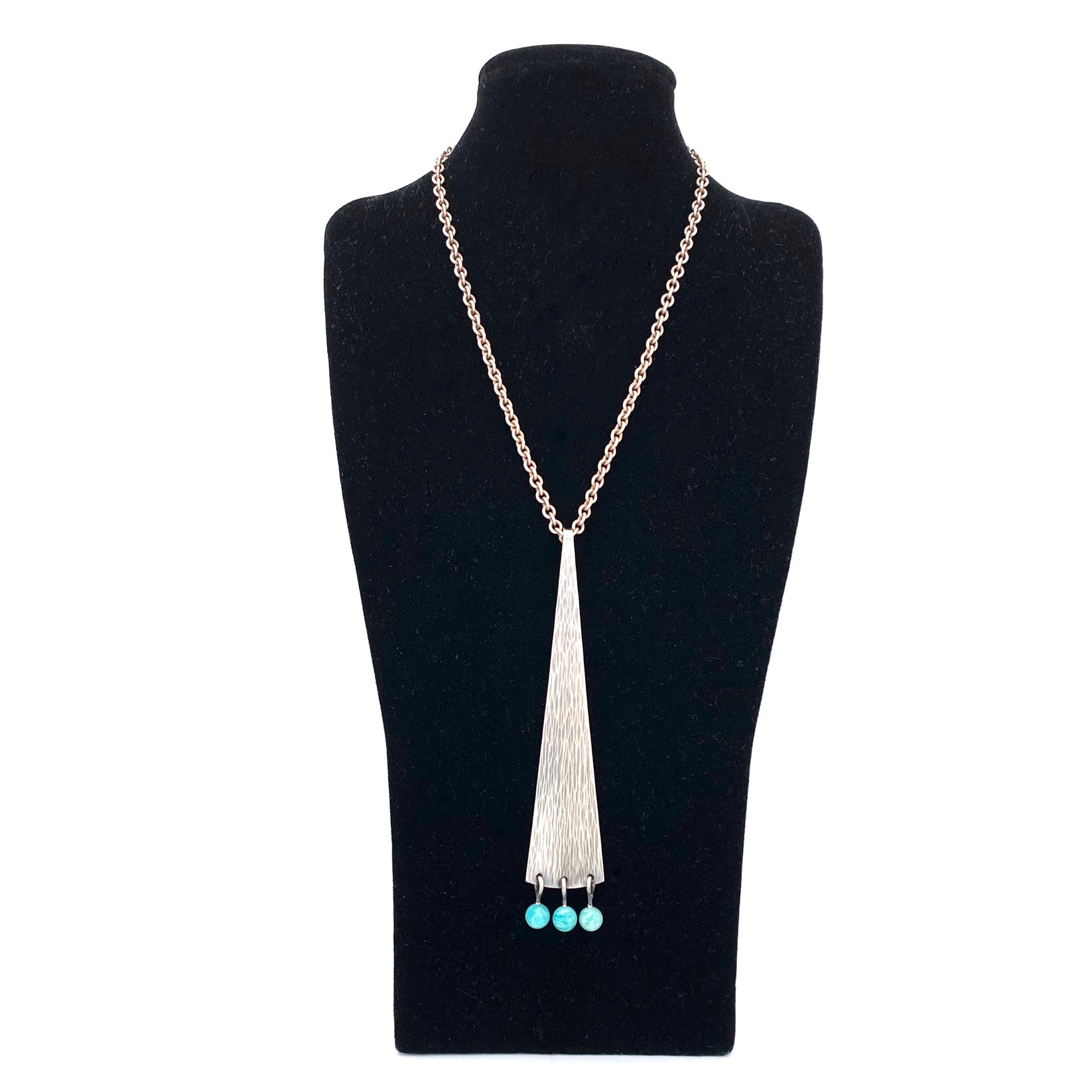 Hans Hansen extra long silver & amazonite kinetic pendant ~ scarce ...