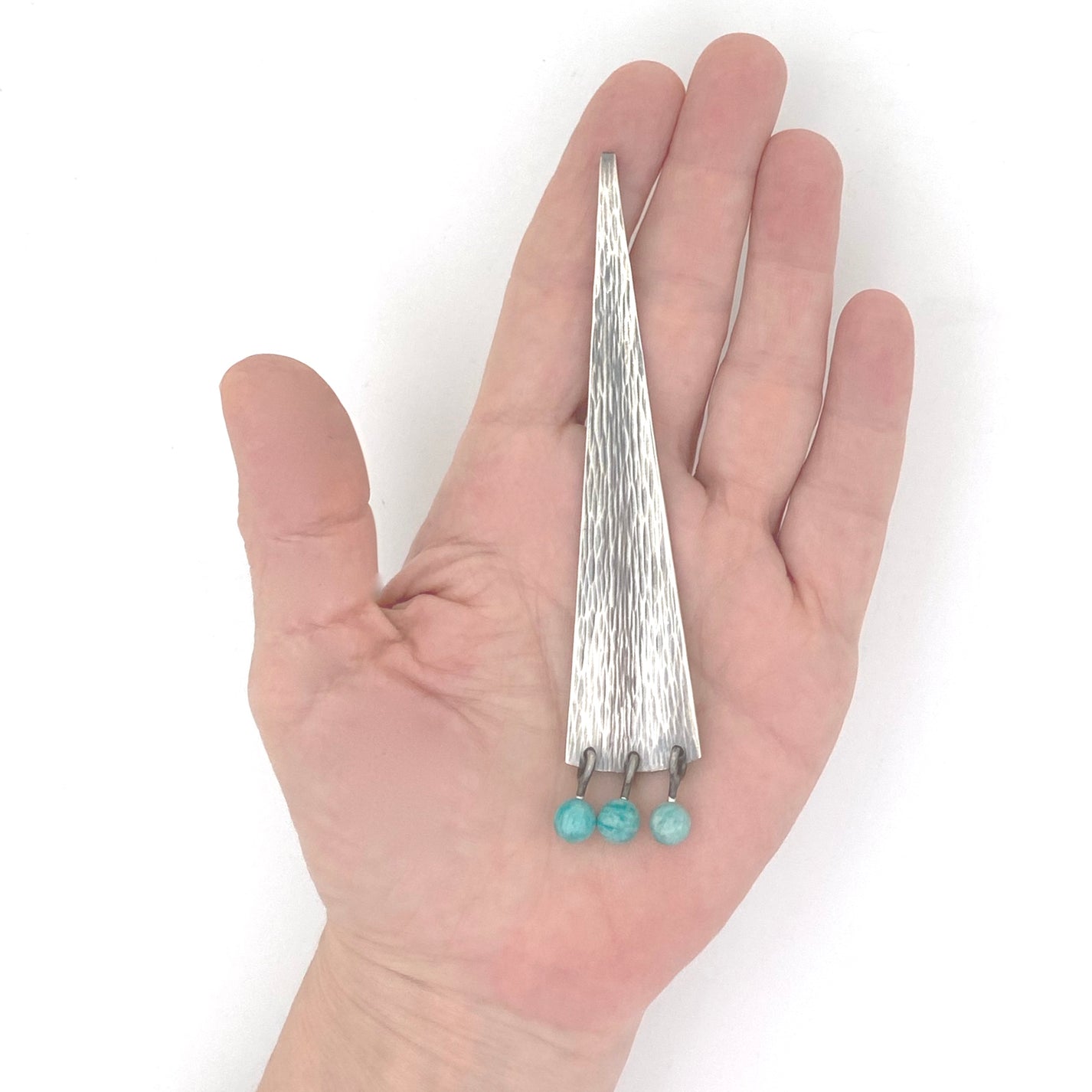 Hans Hansen extra long silver & amazonite kinetic pendant ~ scarce ...