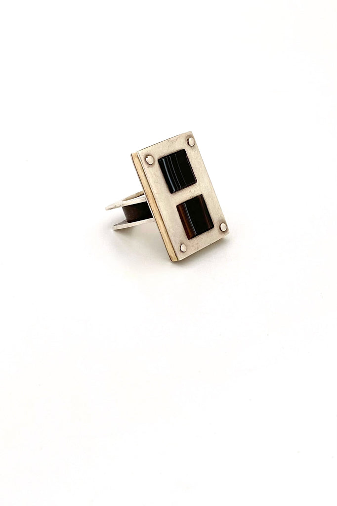 vintage silver & banded agate extra large Constructivist ring ~ studio ...