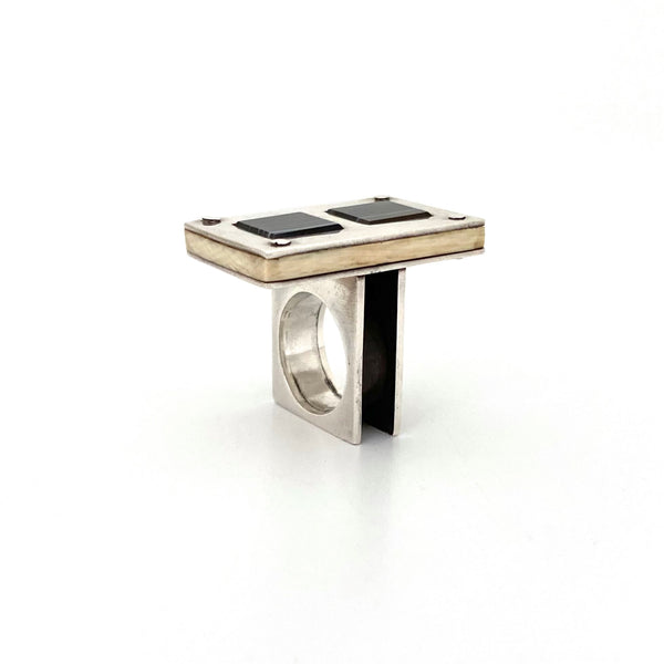 vintage silver & banded agate extra large Constructivist ring ~ studio ...