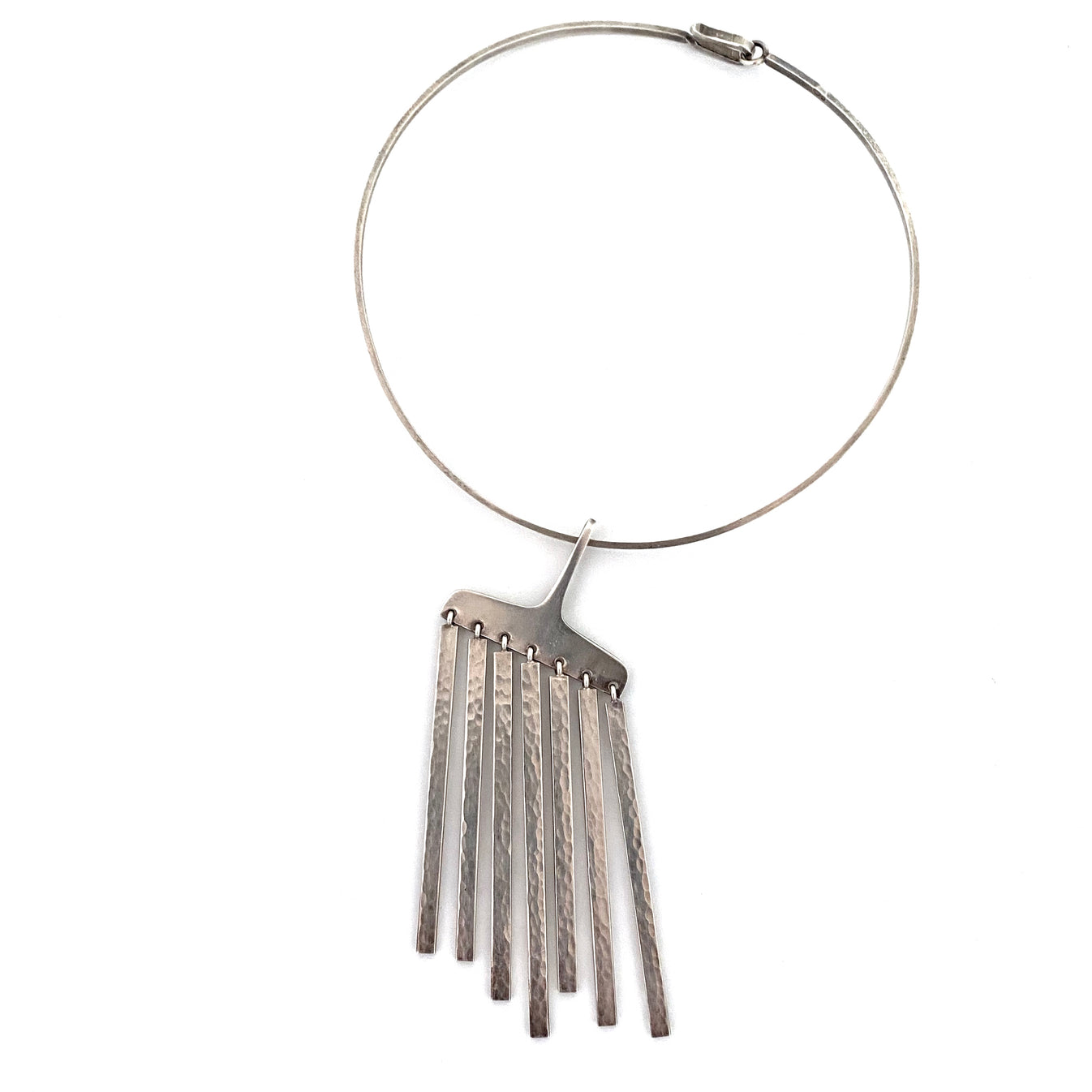 Hans Hansen large kinetic hammered silver kinetic pendant ~ Bent Gabri ...