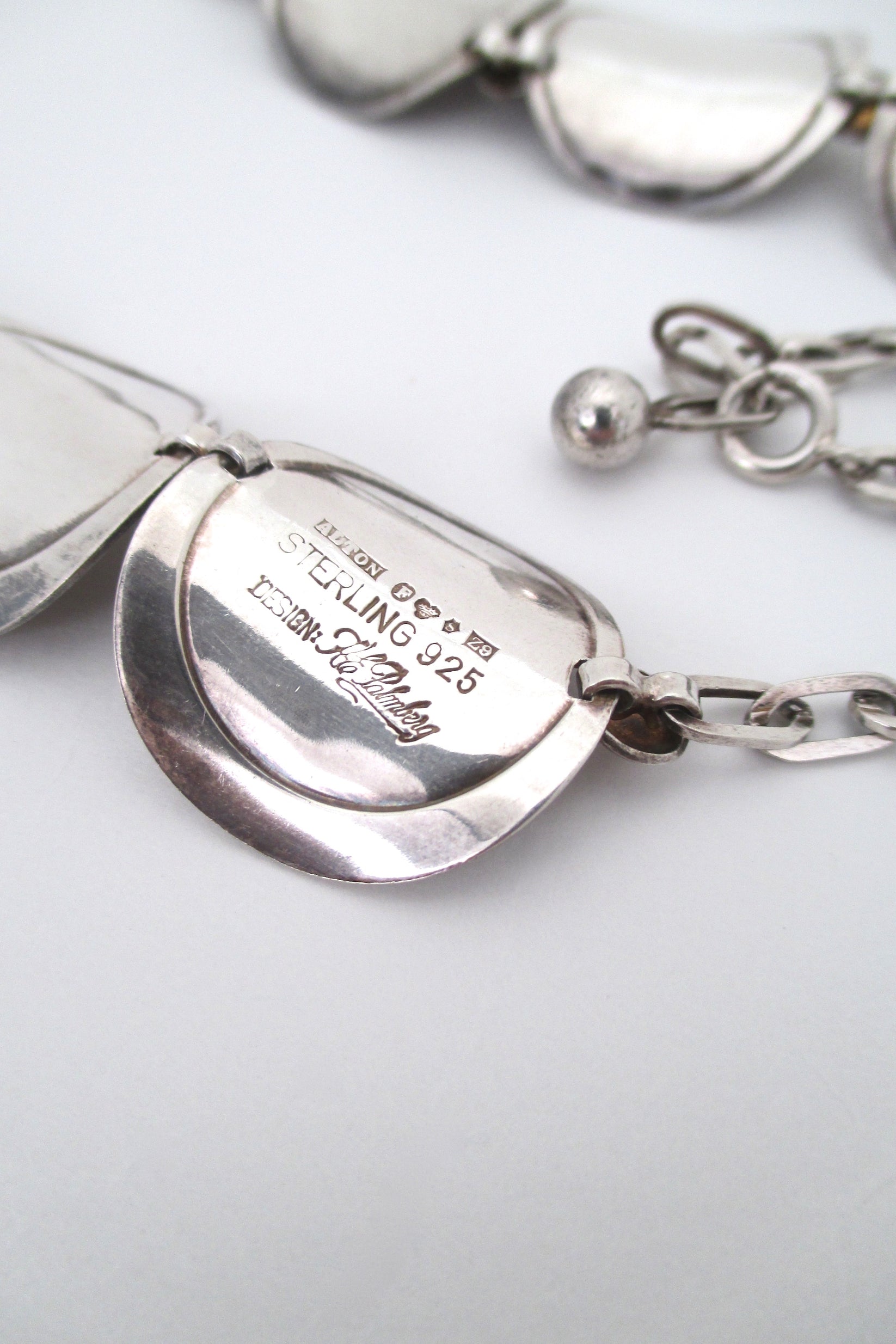 KE Palmberg for Alton textured silver curved link necklace - 1974 ...